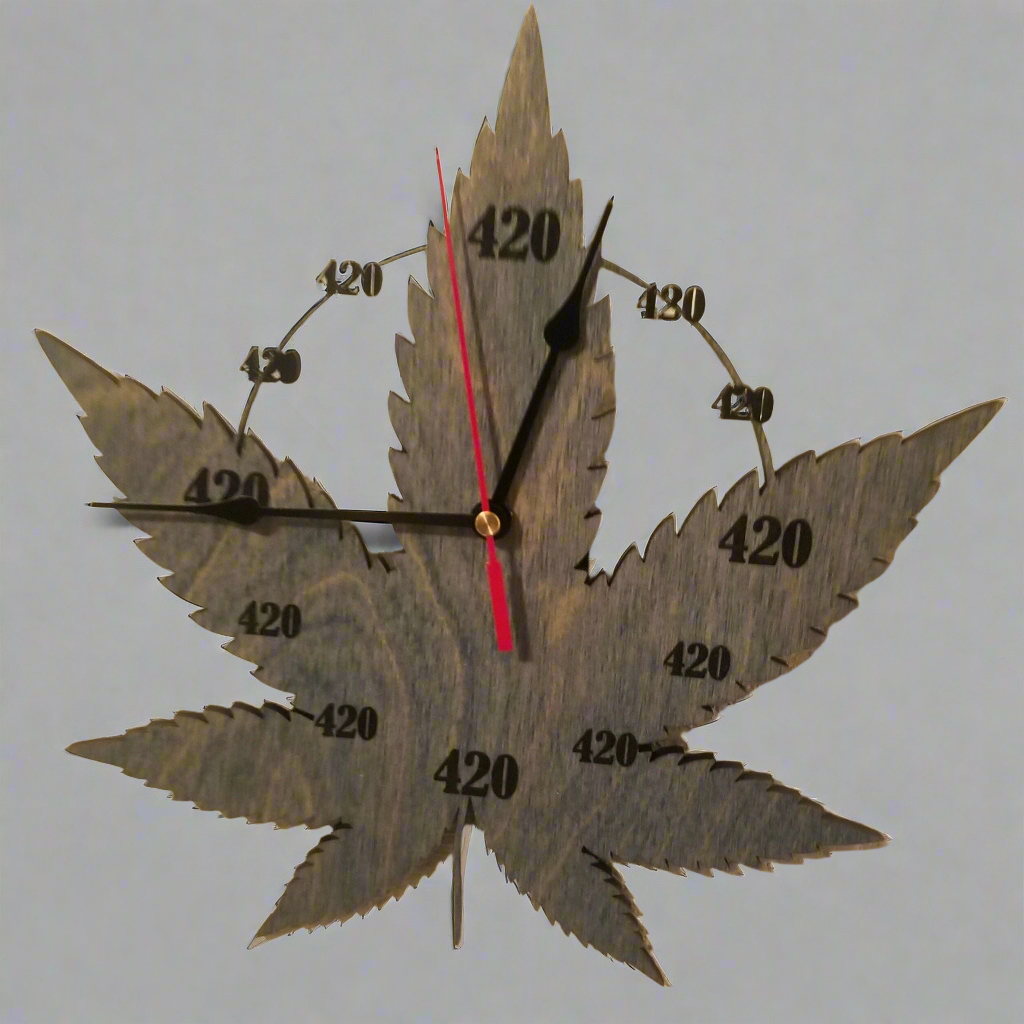 420 Anytime Clock / Wall Hanging / Laser Engraved / USA – Kustom Wood Creations