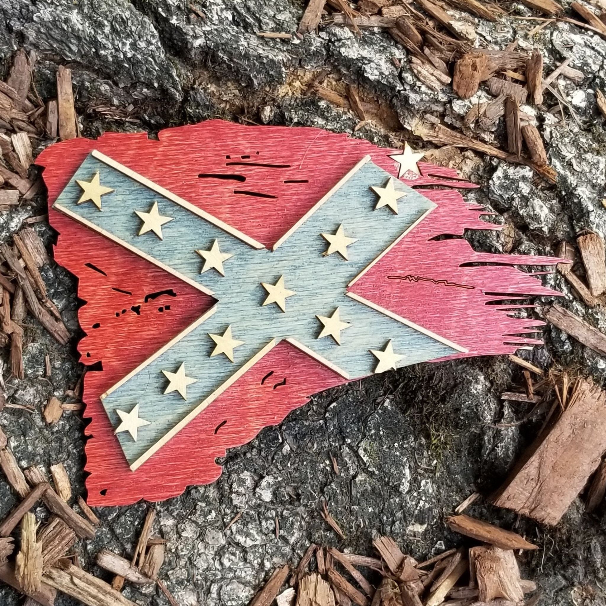 Distressed Confederate Flag Refrigerator Magnet / Laser Cut / USA ...